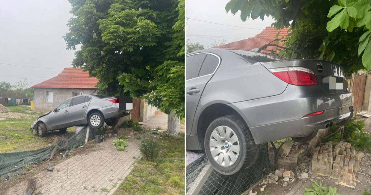Tânăr din Şeitin, reţinut după ce s-a urcat cu maşina pe un gard - ARADON