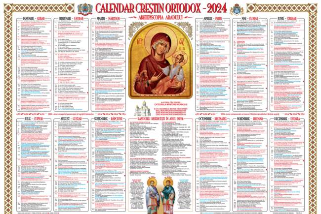 A apărut Calendarul Creştin Ortodox pe 2024 - ARADON