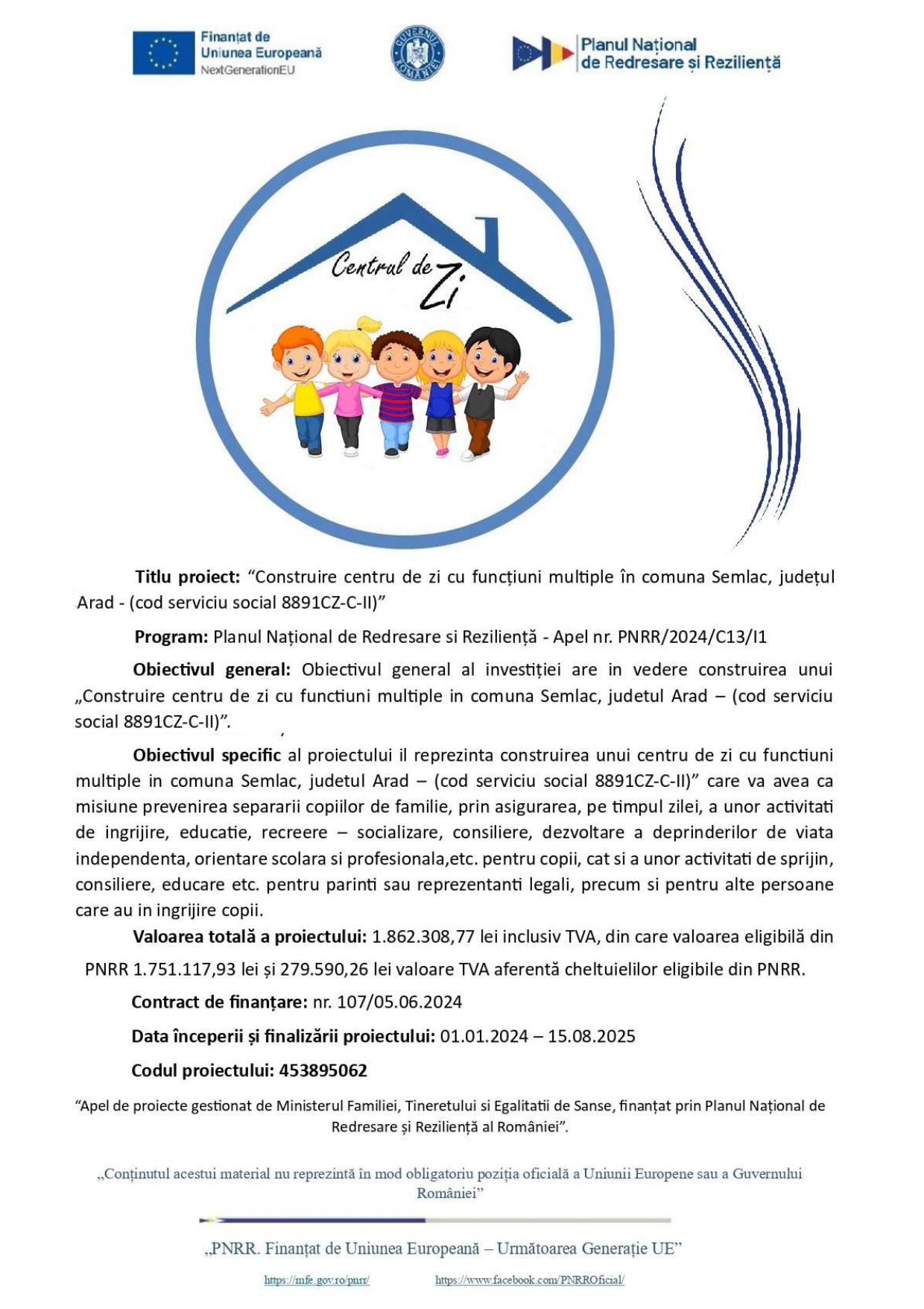 Centru de zi pentru copiii din Semlac - ARADON