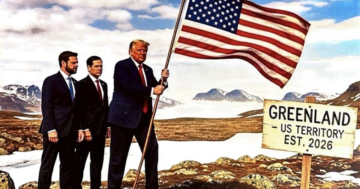 Trump postează o imagine cu el înfigând steagul american în Groenlanda ...