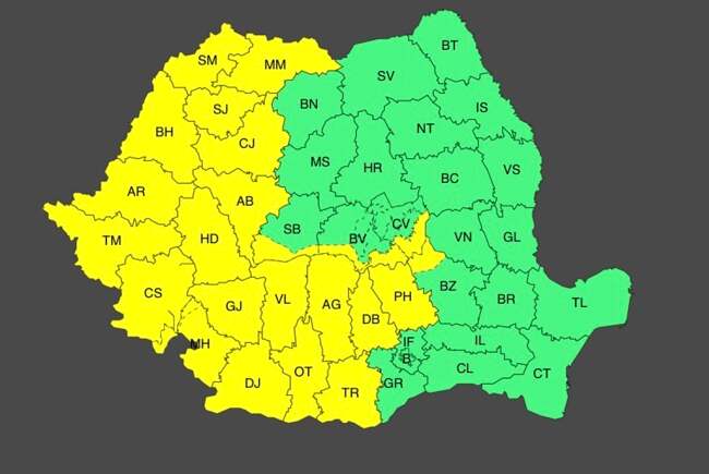 Cod galben de vreme severă pentru județul Arad - ARADON